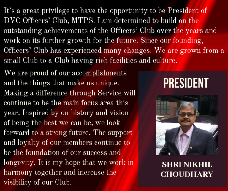 Message From The President – MTPS Officers' Club